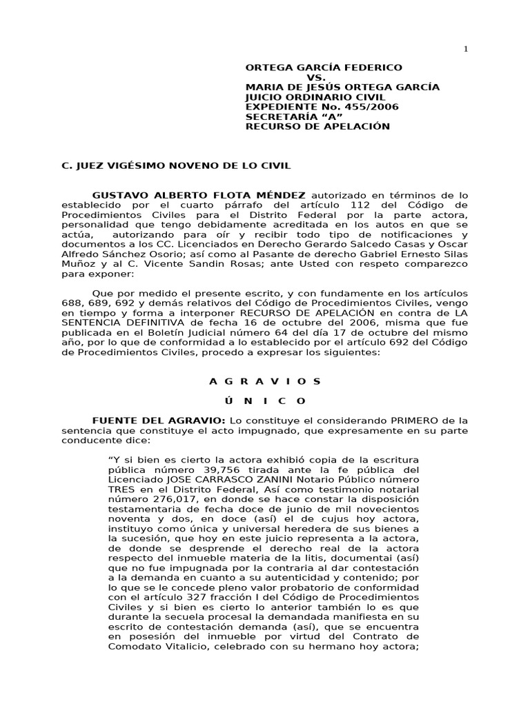 Recurso de Apelación en Contra de Sentencia | PDF | Apelación | Caso de ley