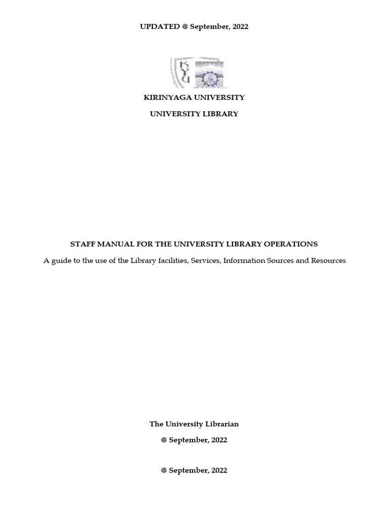 Staff Manual For University Library Operations | PDF | Libraries | Science