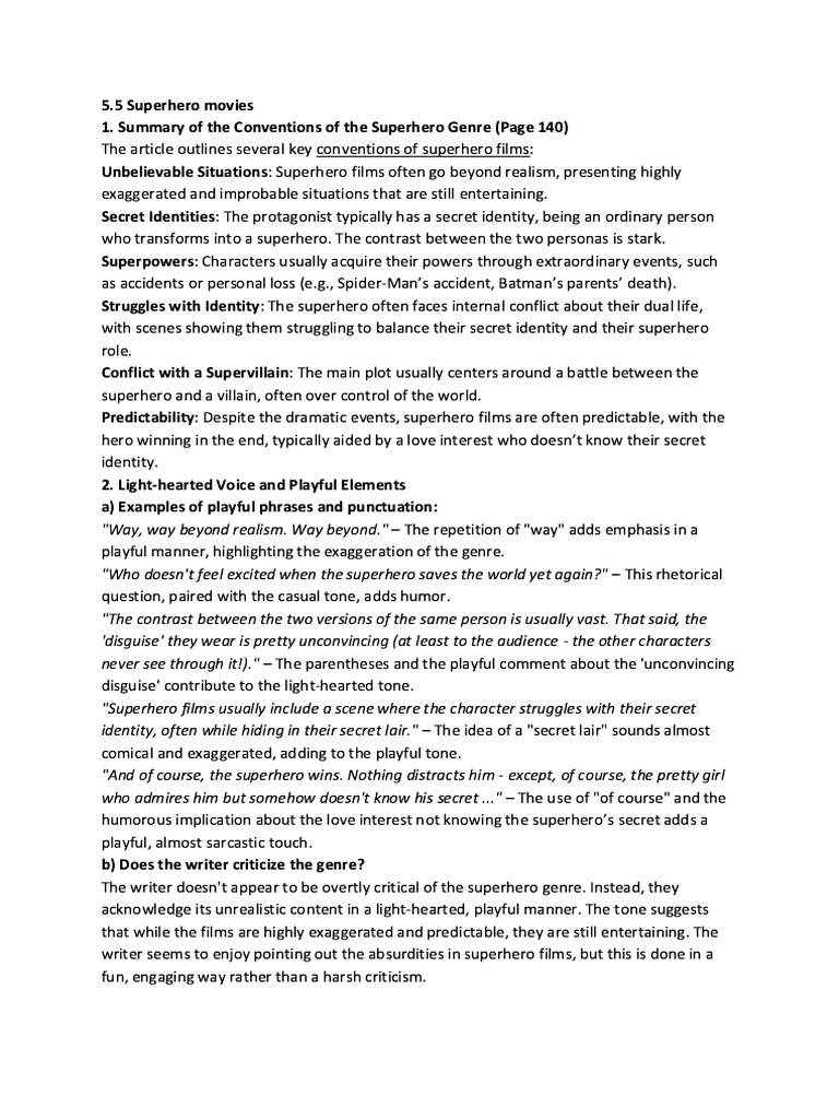 UNIT 5 (5.5 - Superheroes) | PDF
