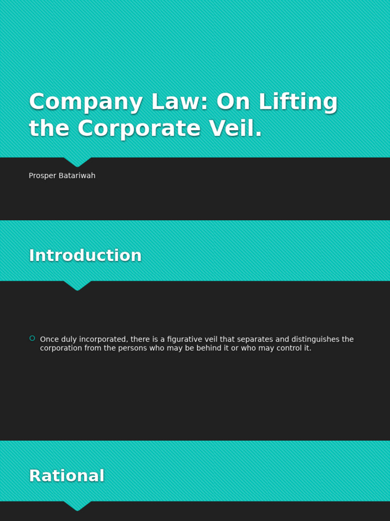 Lifting the Corporate Veil | PDF | Piercing The Corporate Veil | Civil ...