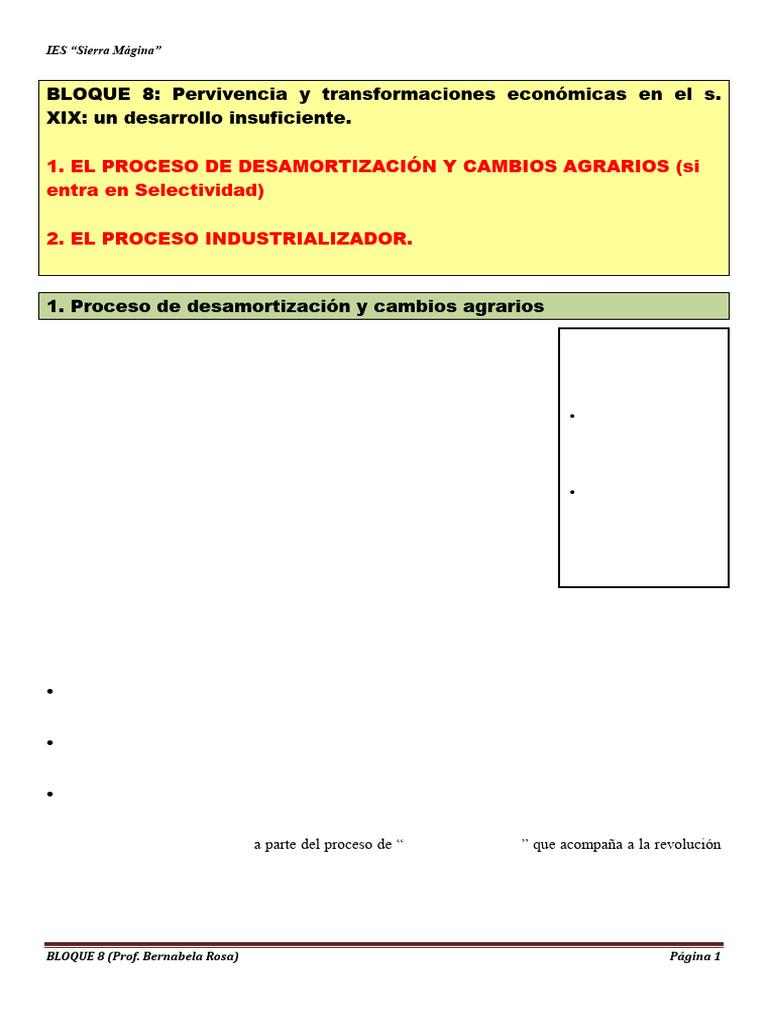 BLOQUE 8 Transformaciones Económicas S. XIX | PDF | España | Agricultura