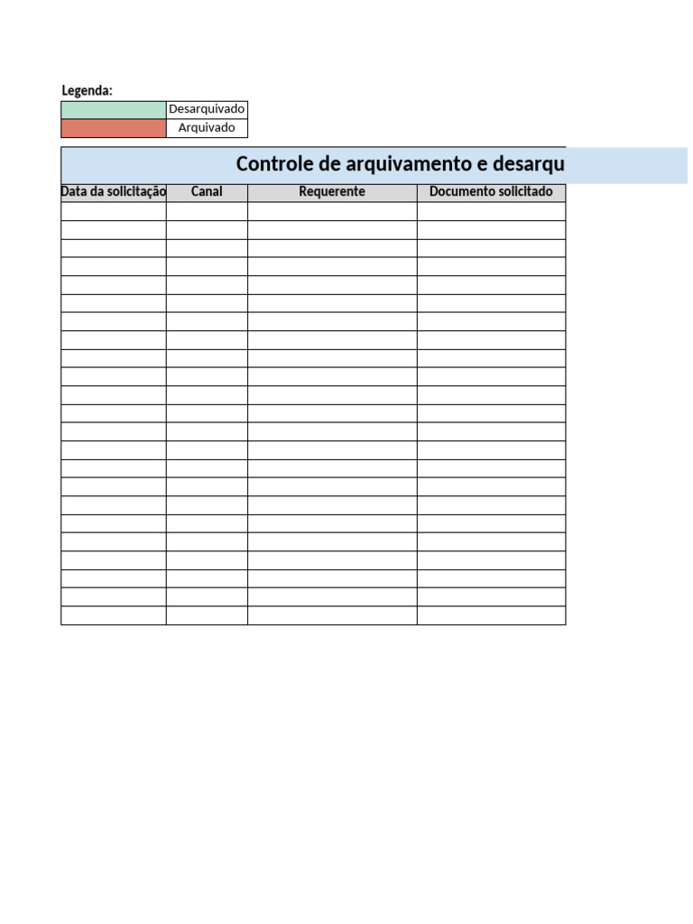 Modelo - Controle de Arq e Desarq Do Arquivo | PDF