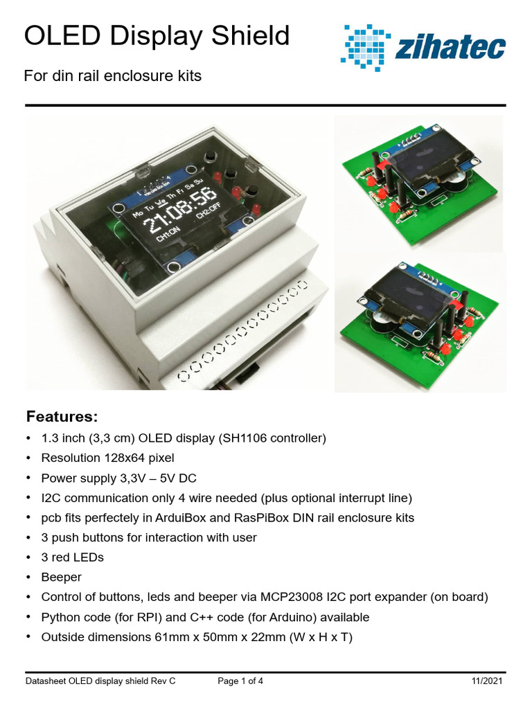 Datasheet Display Shield Rev C | PDF | Arduino | Computing