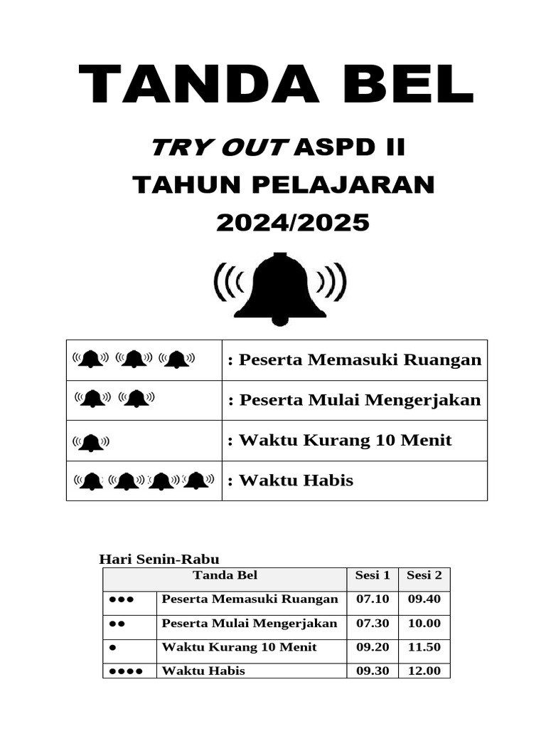 TANDA BEL Try Out ASPD II | PDF