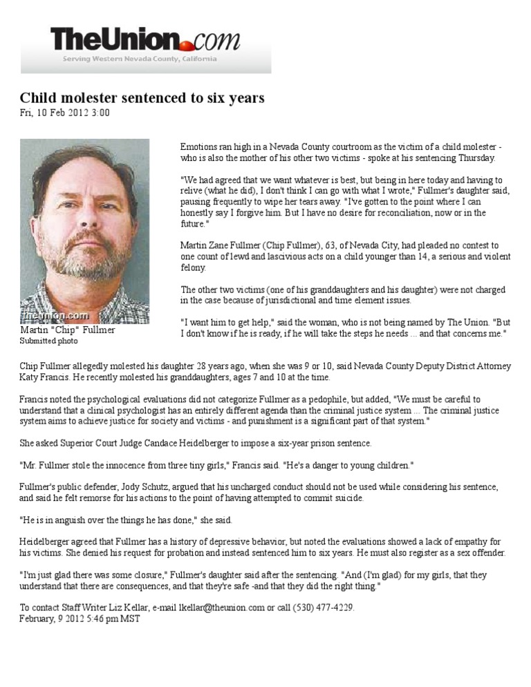 Chip Fullmer Sentenced To 6 Years in Prison For Child Molestation | PDF ...