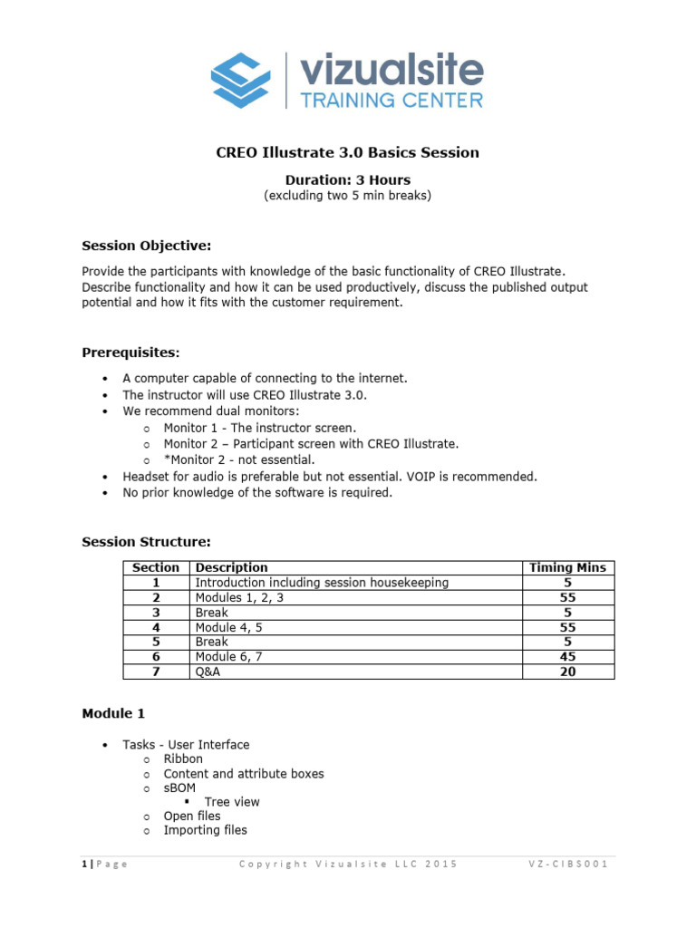 CREO Illustrate 3.0 Basics Session: Duration: 3 Hours | PDF | Software ...
