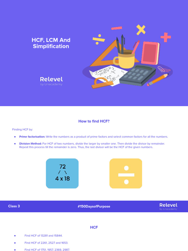 HCF, LCM and Simplification | PDF | Factorization | Algebra