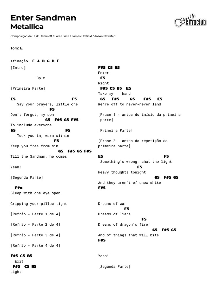 Enter Sandman | PDF | Heavy Metal Music