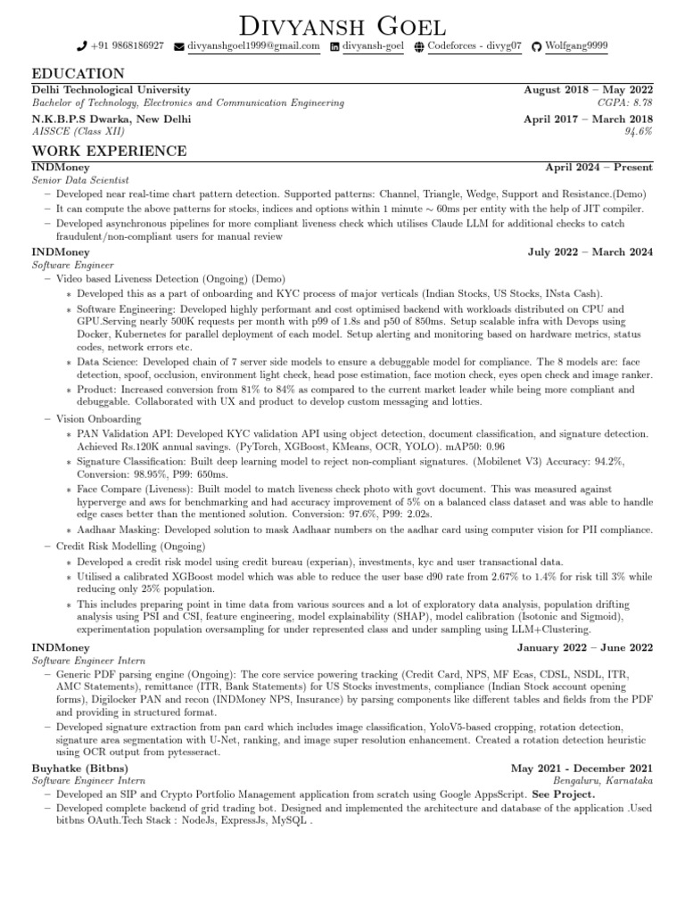 Divyansh - Goel - Resume - Latex - v3 - Divyansh Goel | PDF | Image ...