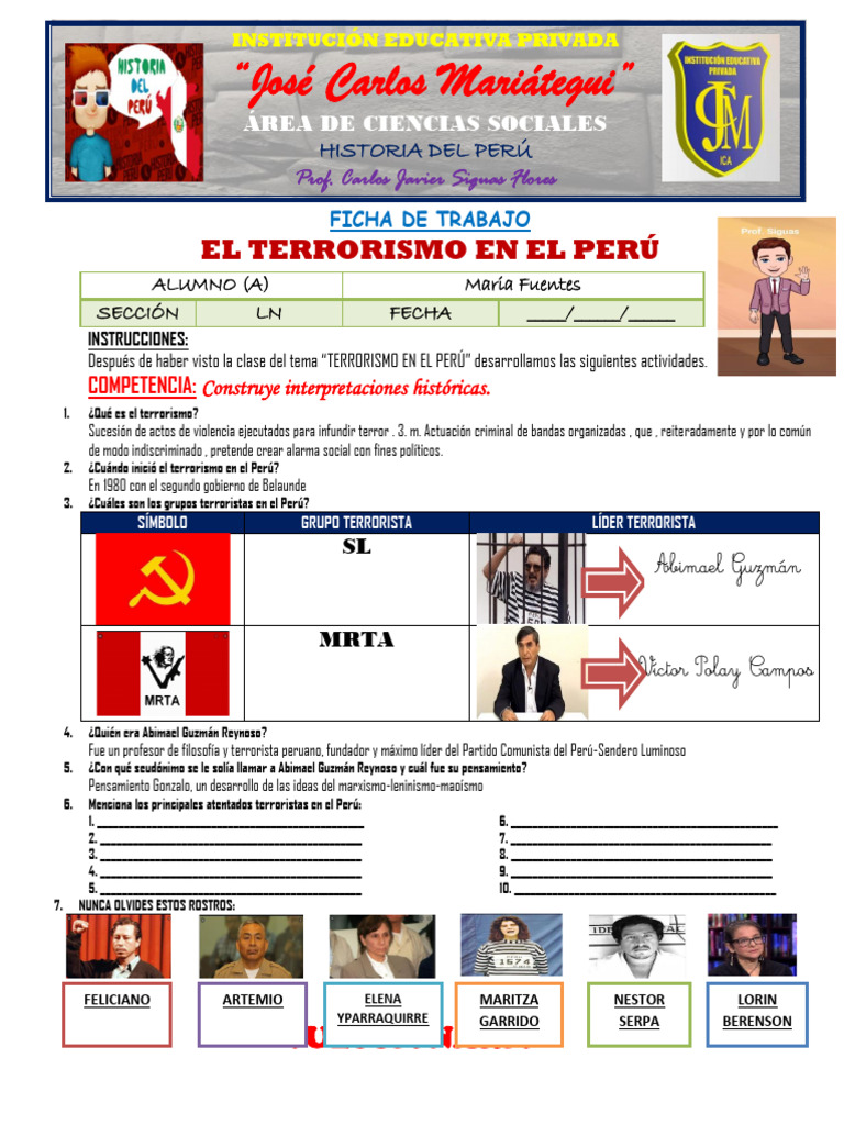 Ficha de Terrorismo | PDF | Perú