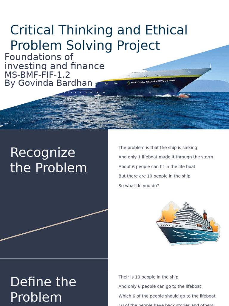 Critical Thinking and Ethical Problem Solving Project | PDF