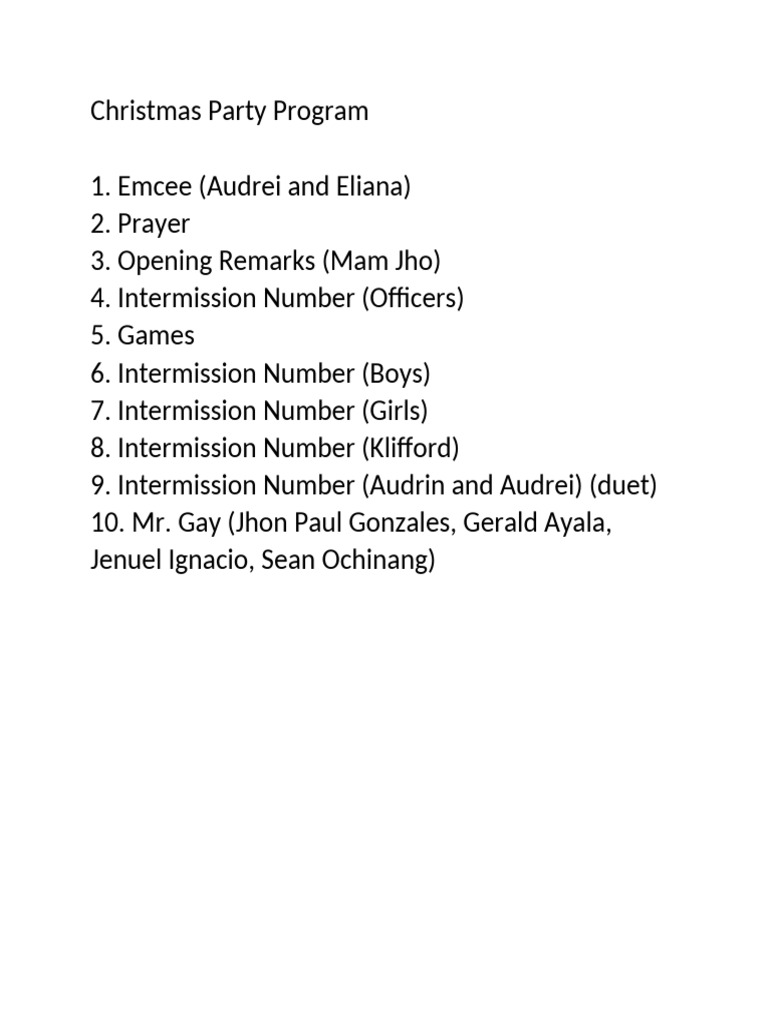 Christmas Party Program | PDF