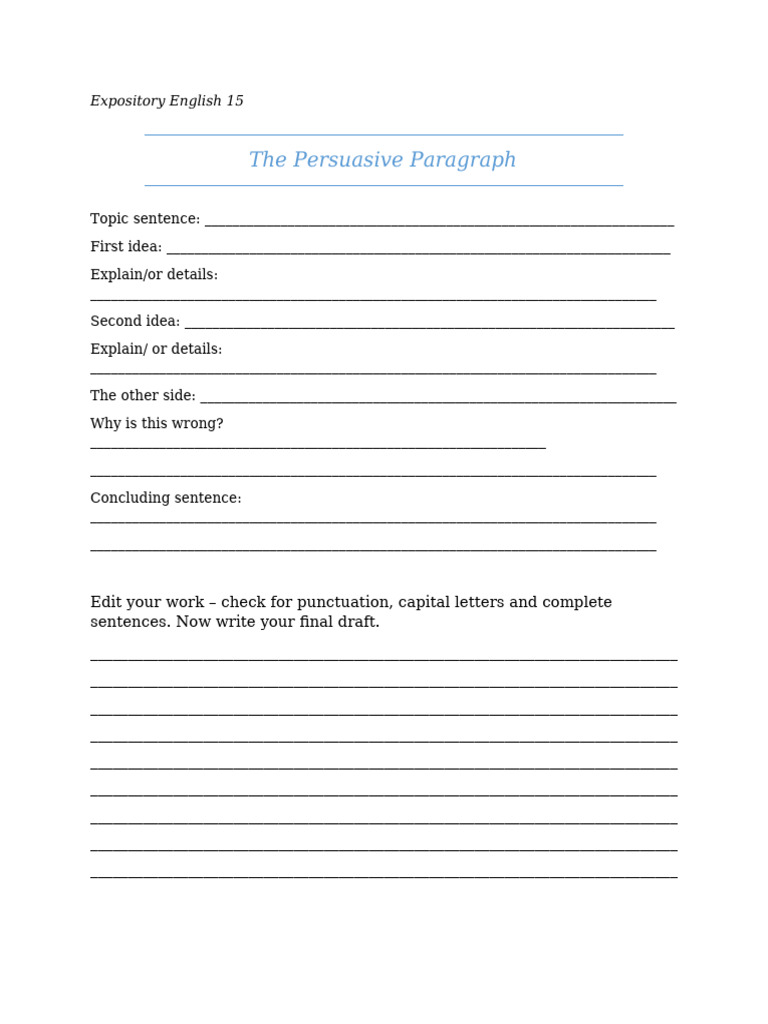Writing Persuasive Paragraphs | PDF