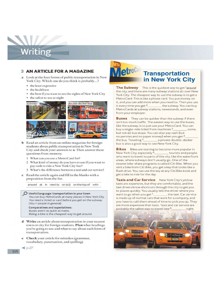 Writing Activity | PDF | Transport | Public Transport