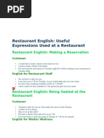 Essential Restaurant and Café Vocabulary | PDF | Tableware | Foods