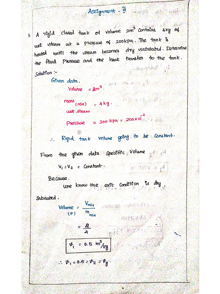 Thermodynamics assignment 3 | PDF