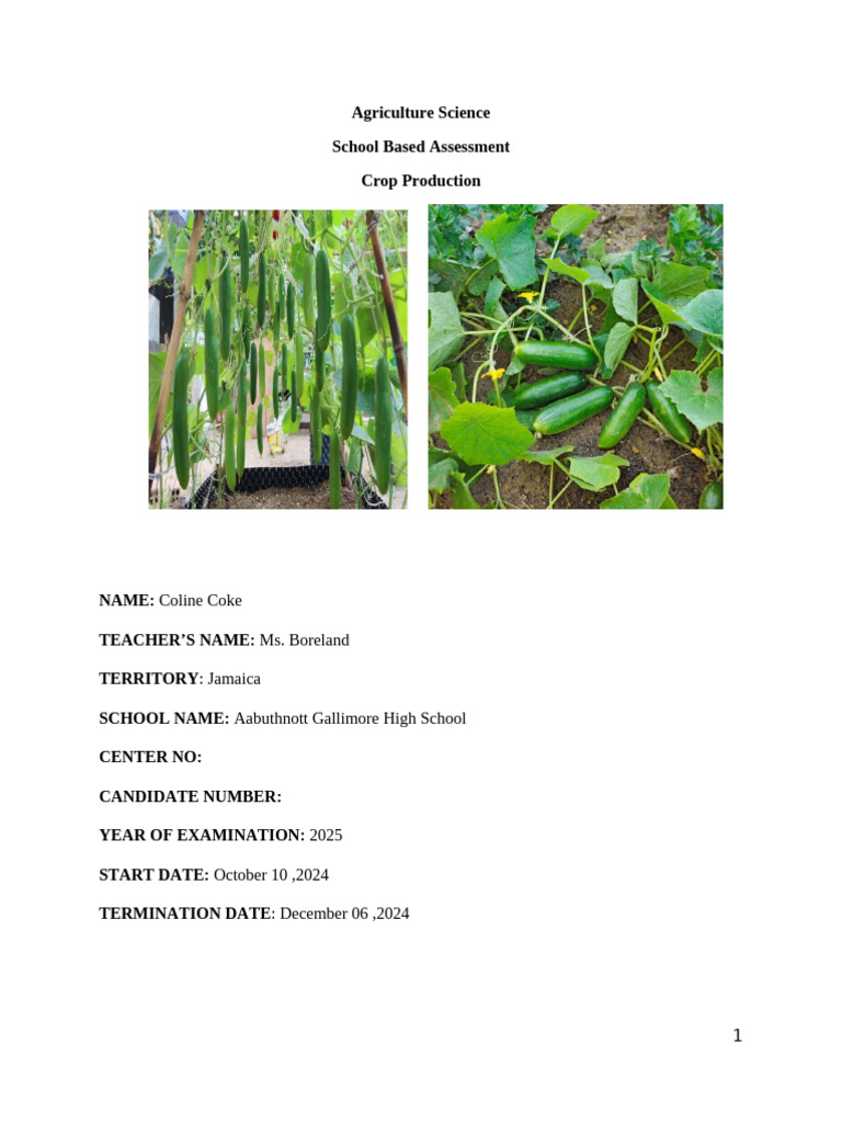 Agricultue Science Crop Production #1 | PDF | Cucumber | Plants