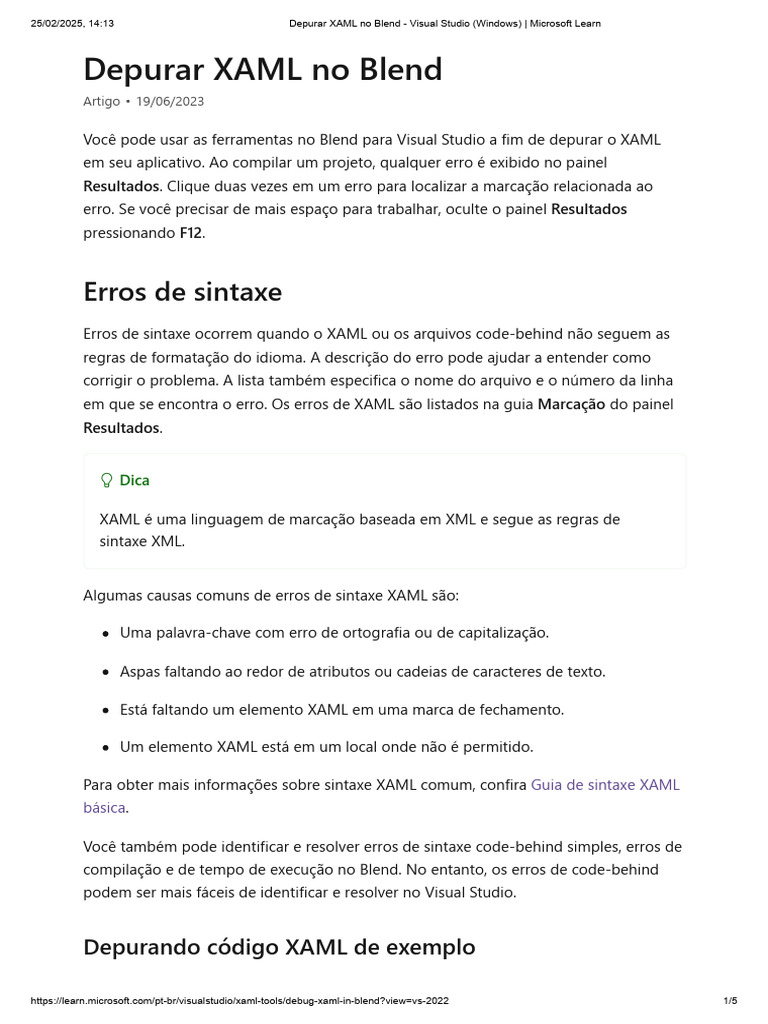 Depuração de XAML no Blend Visual Studio | PDF | Extensible Application ...