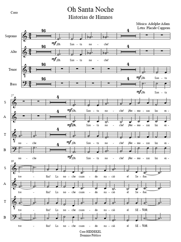 Partitura de "Oh Santa Noche" en Dominio Público | PDF