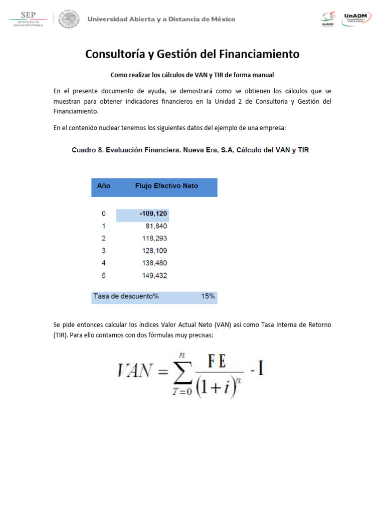 Cálculo de VAN y TIR en Finanzas | PDF | Tasa interna de retorno ...