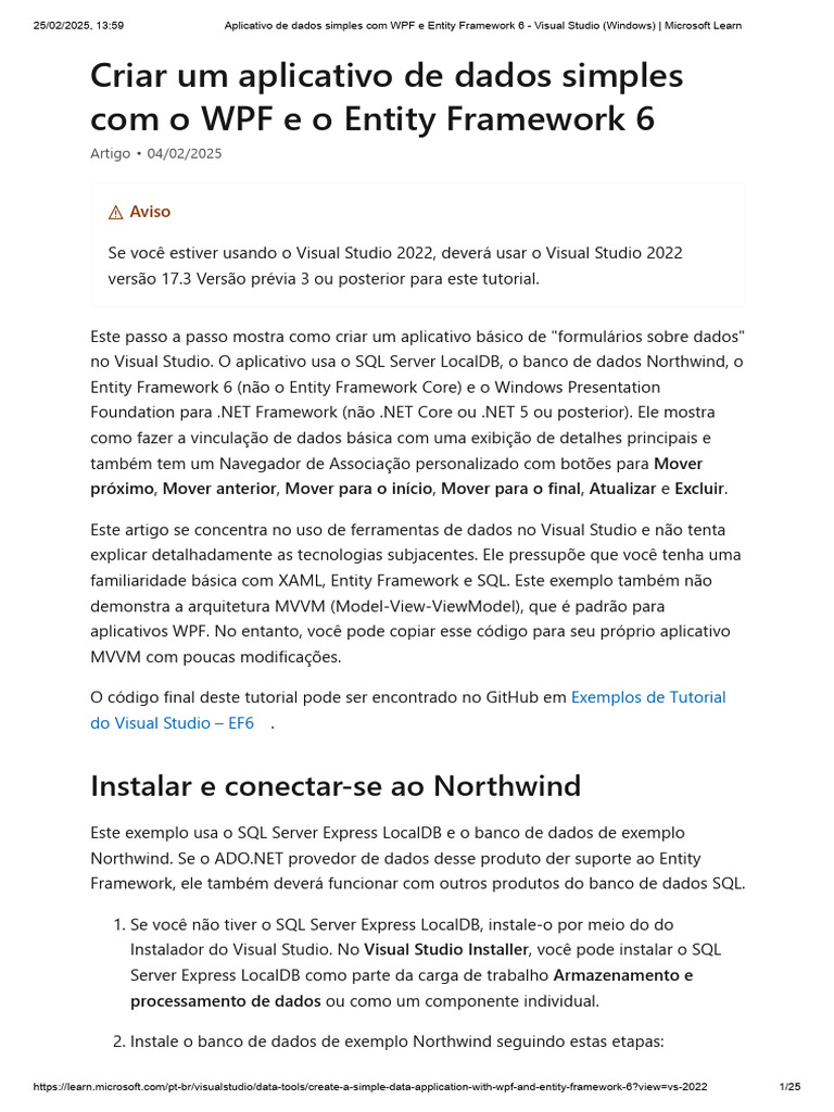 Aplicativo de Dados Simples Com WPF e Entity Framework 6 - Visual Studio (Windows) - Microsoft ...