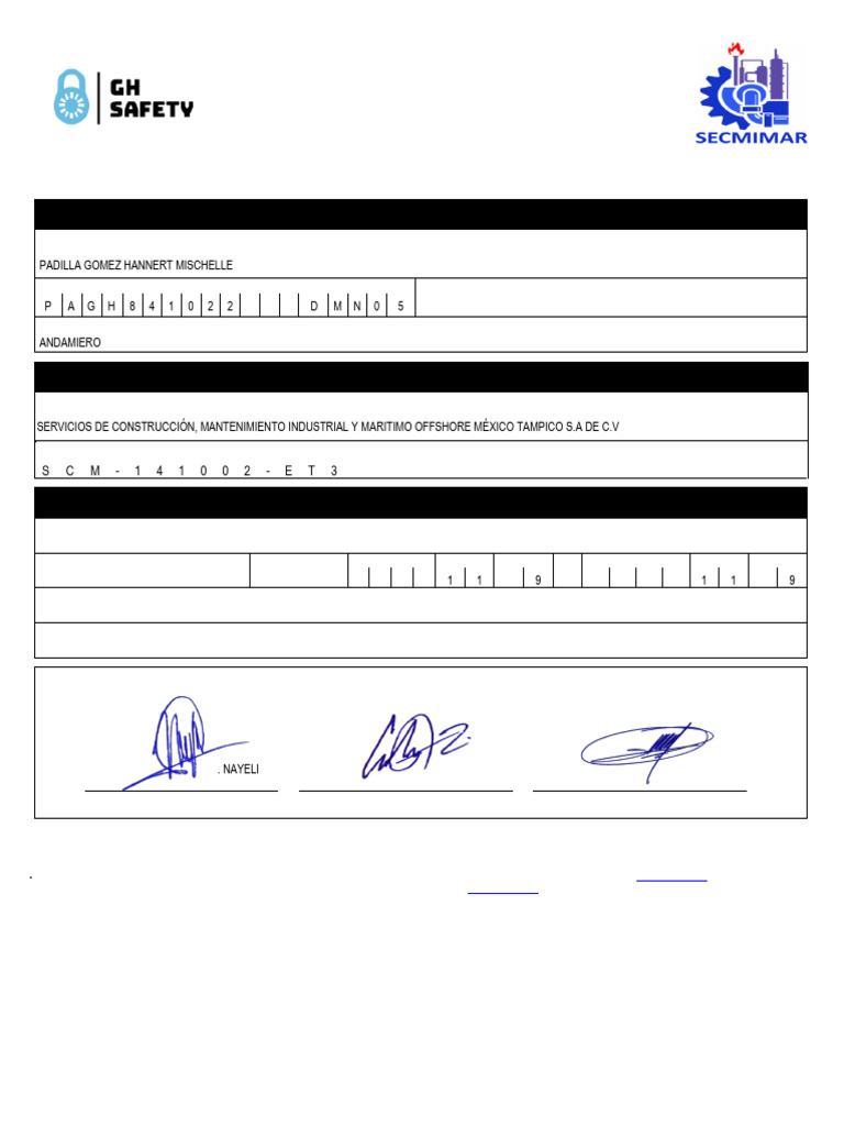 DC3 - Trabajos en Alturas - Hannert Padilla Gómez | PDF