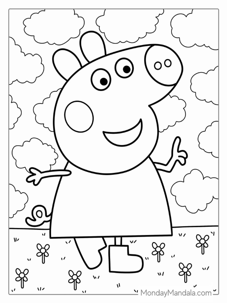 Peppa Pig Walking in Field With Flowers | PDF