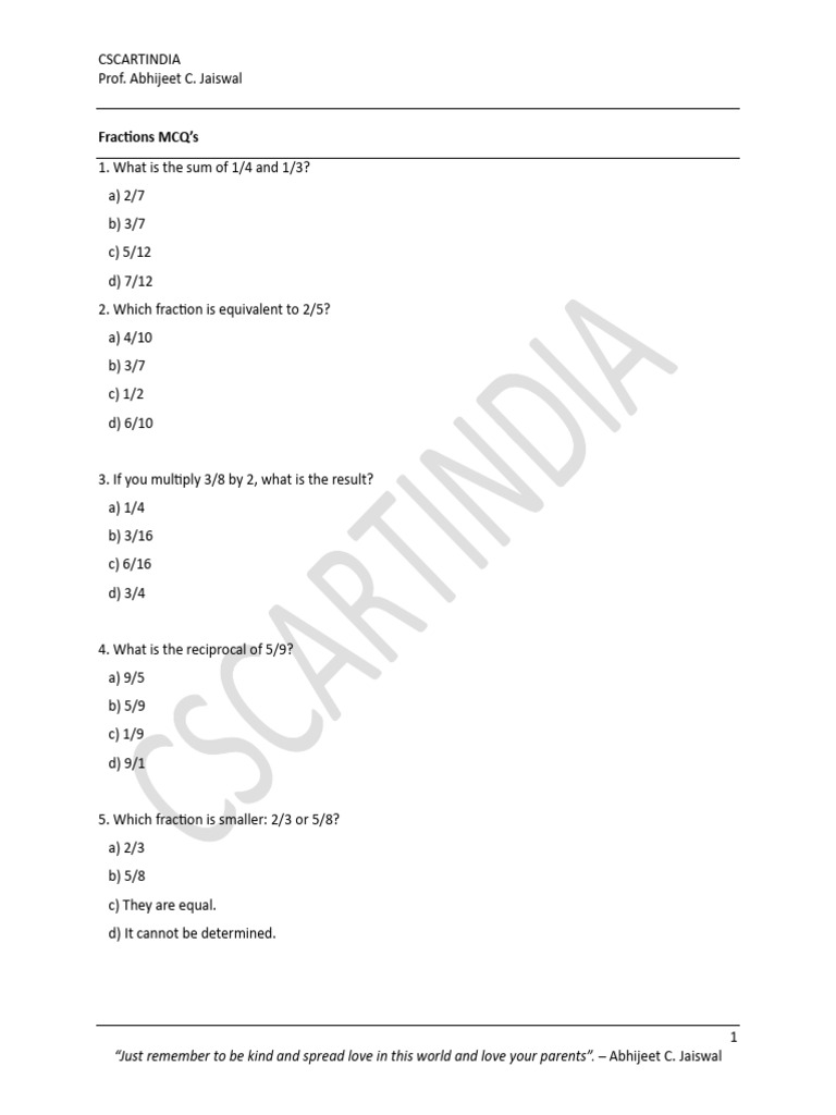 Maths MCQs BOOSTER | PDF | Interest | Numbers