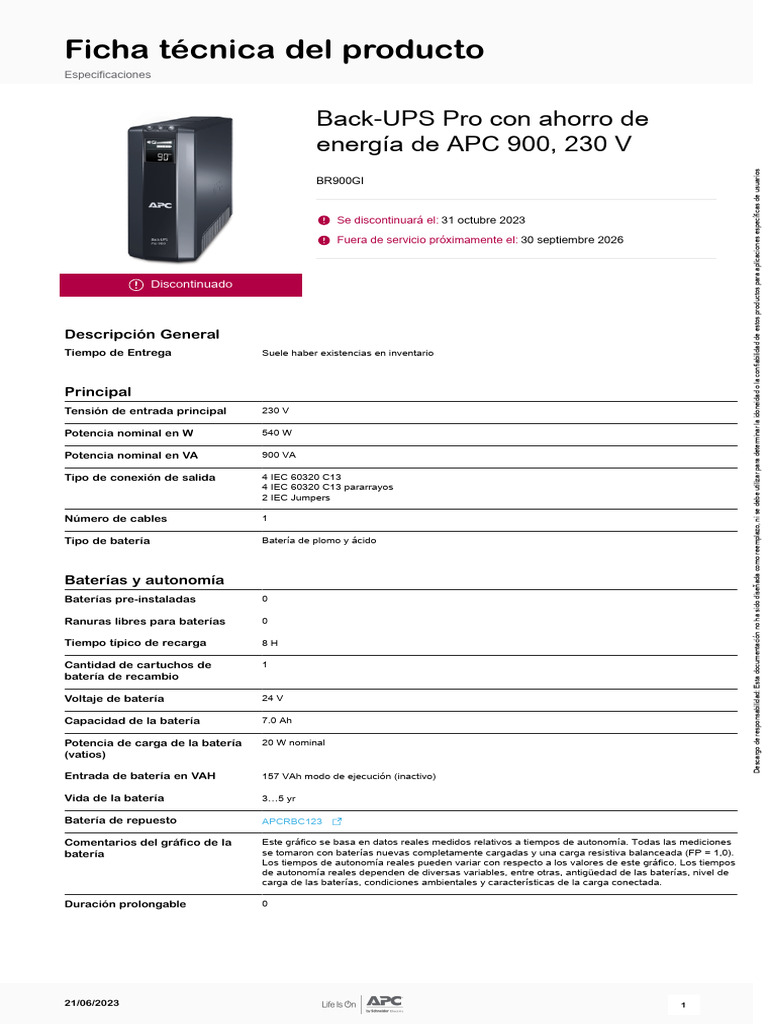 Back-UPS Pro - BR900GI | PDF | Poder (Física) | Cantidad