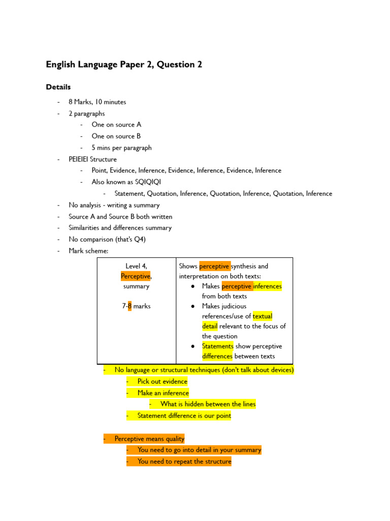 English Language Paper 2 - Answer Structure | PDF | Argument | Adverb