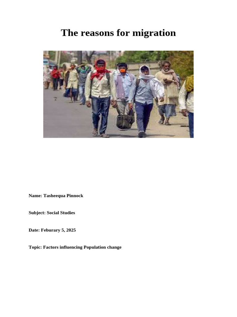 The reasons for migration | PDF | Human Migration | Immigration