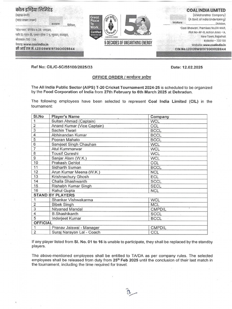 Aips Cricket Order | PDF
