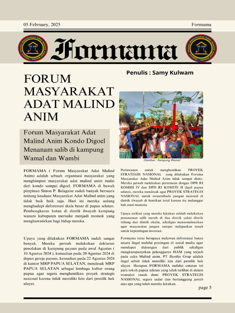 Forum Masyarakat Adat Malind Anim | PDF