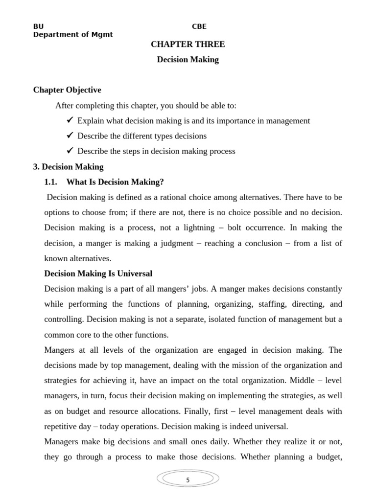 Understanding Decision Making in Management | PDF | Decision Making ...