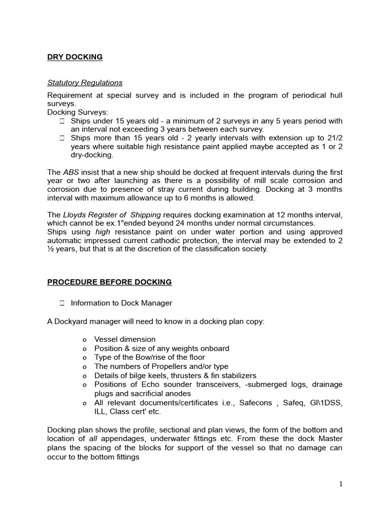 Drydocking Procedures 1730837294 | PDF | Ships | Anchor