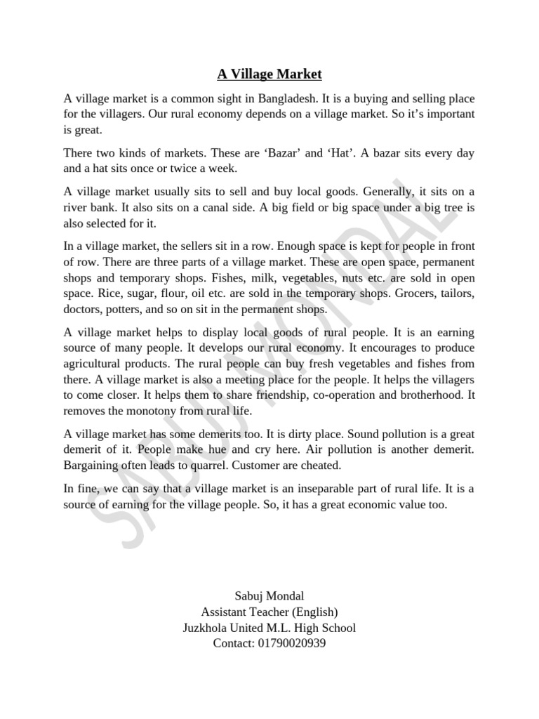 Importance of Village Markets in Rural Life | PDF