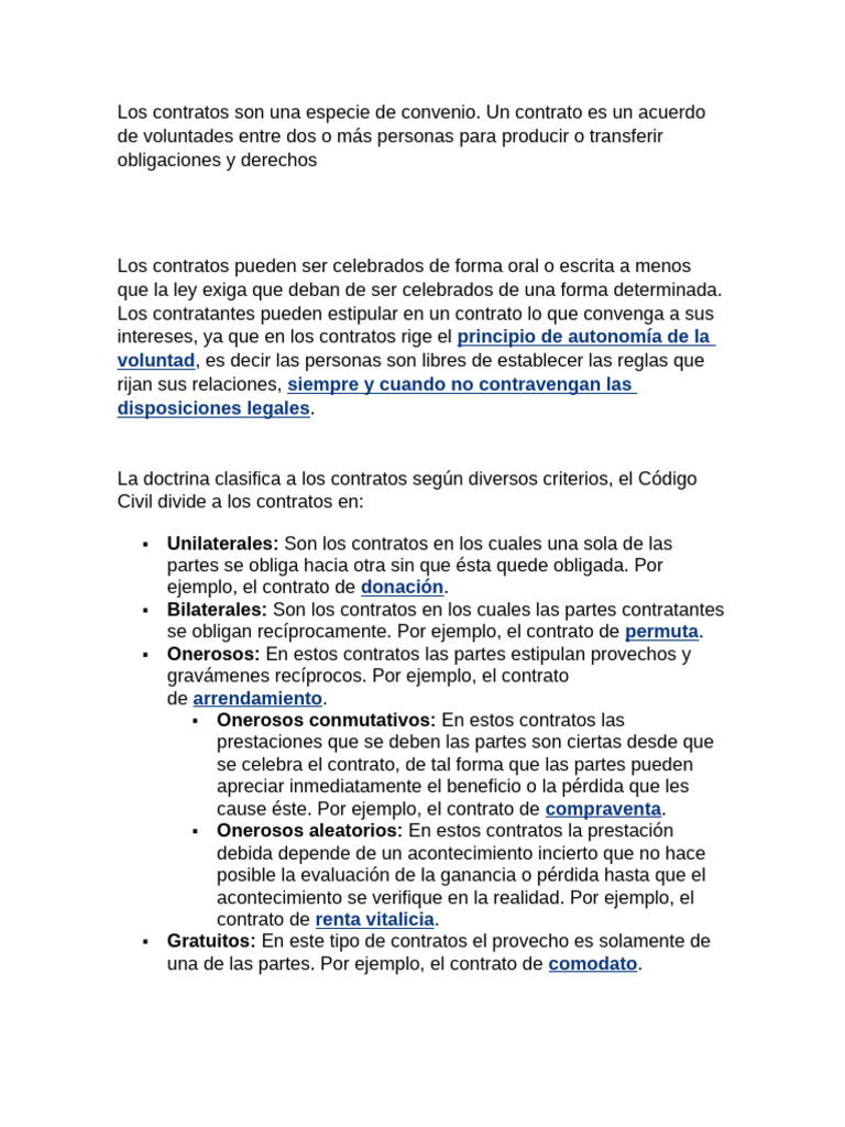 Tipos de Contratos y sus Características | PDF