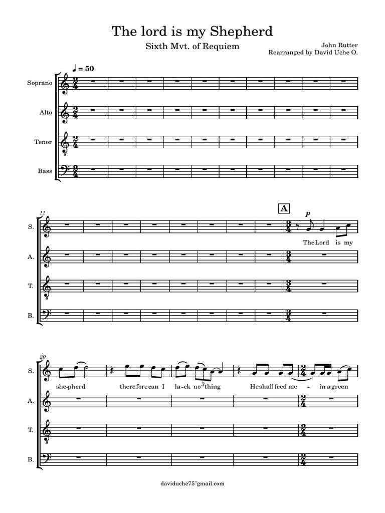 The Lord Is My Shepherd Choir | PDF | Psalms | Singing