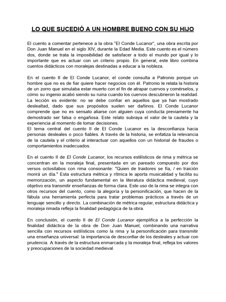 Lo Que Sucedió a Un Hombre Bueno Con Su Hijo | PDF | Cuentos | Metro (poesía)