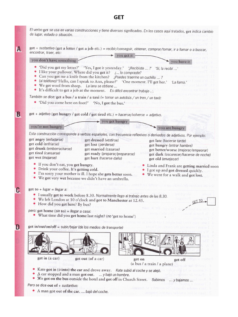 Uso de "Get" en Pasado Simple | PDF