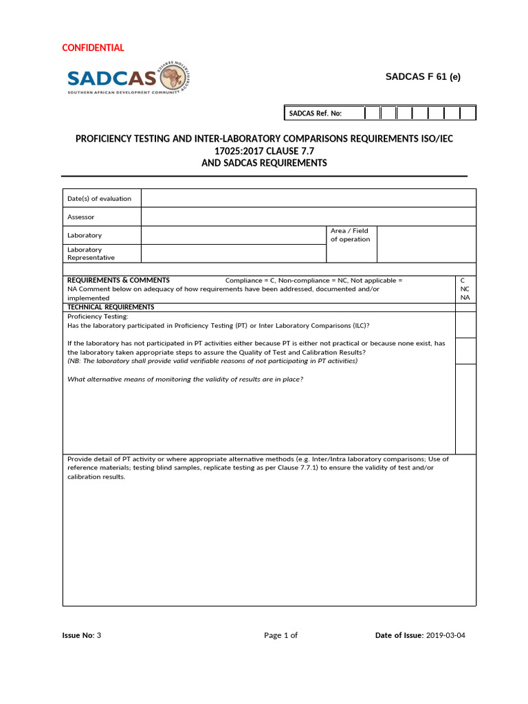 SADCAS F 61 (E) - Proficiency Testing Requirements ISO-IEC 17025-2017 ...