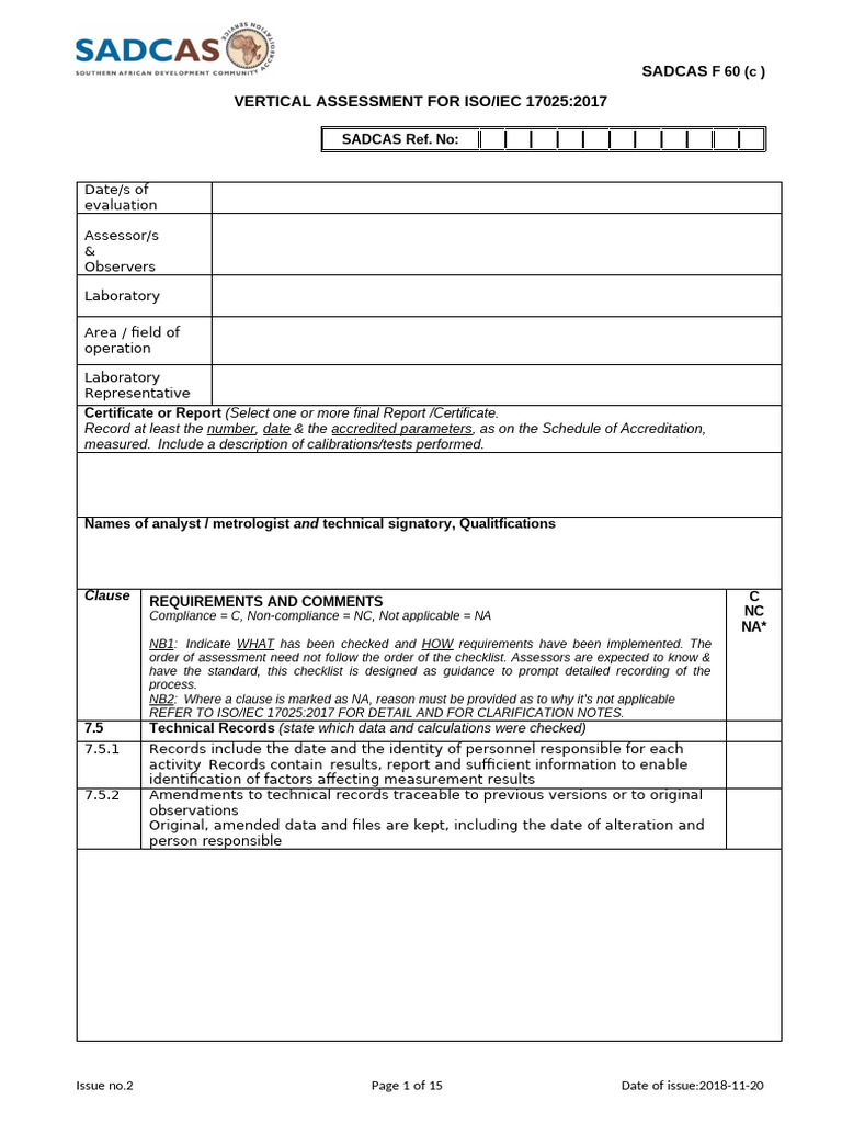 SADCAS F 60 (C) - Vertical Assessment Laboratories ISO-IEC 17025-2017 ...