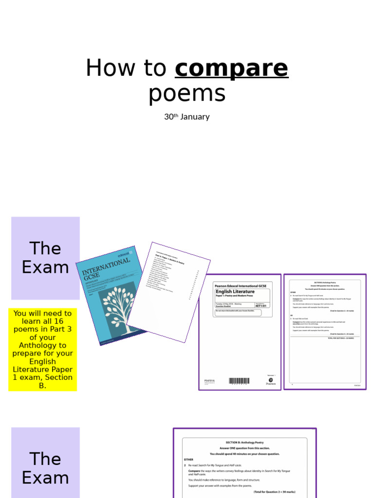 Comparing Poems for English Exam Success | PDF | Poetry | Linguistics