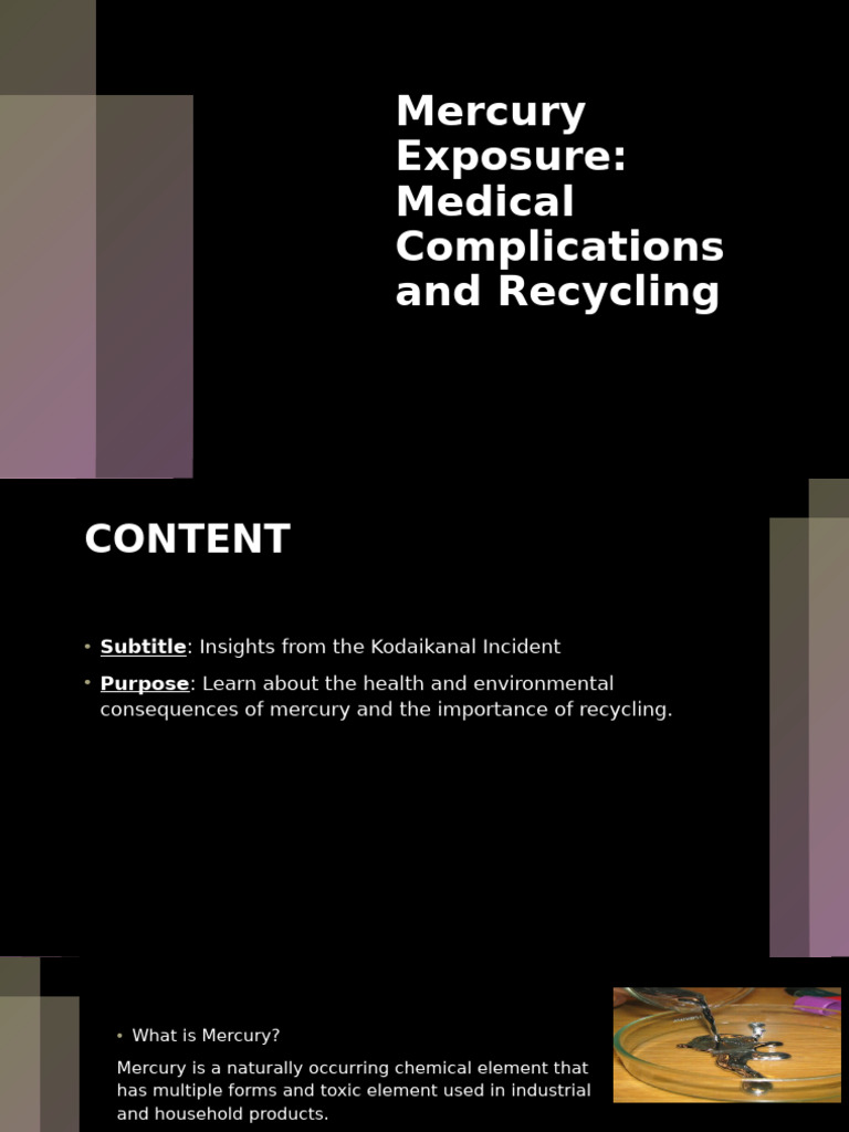 Mercury Exposure PPT - BTD | PDF | Mercury (Element) | Medical Specialties