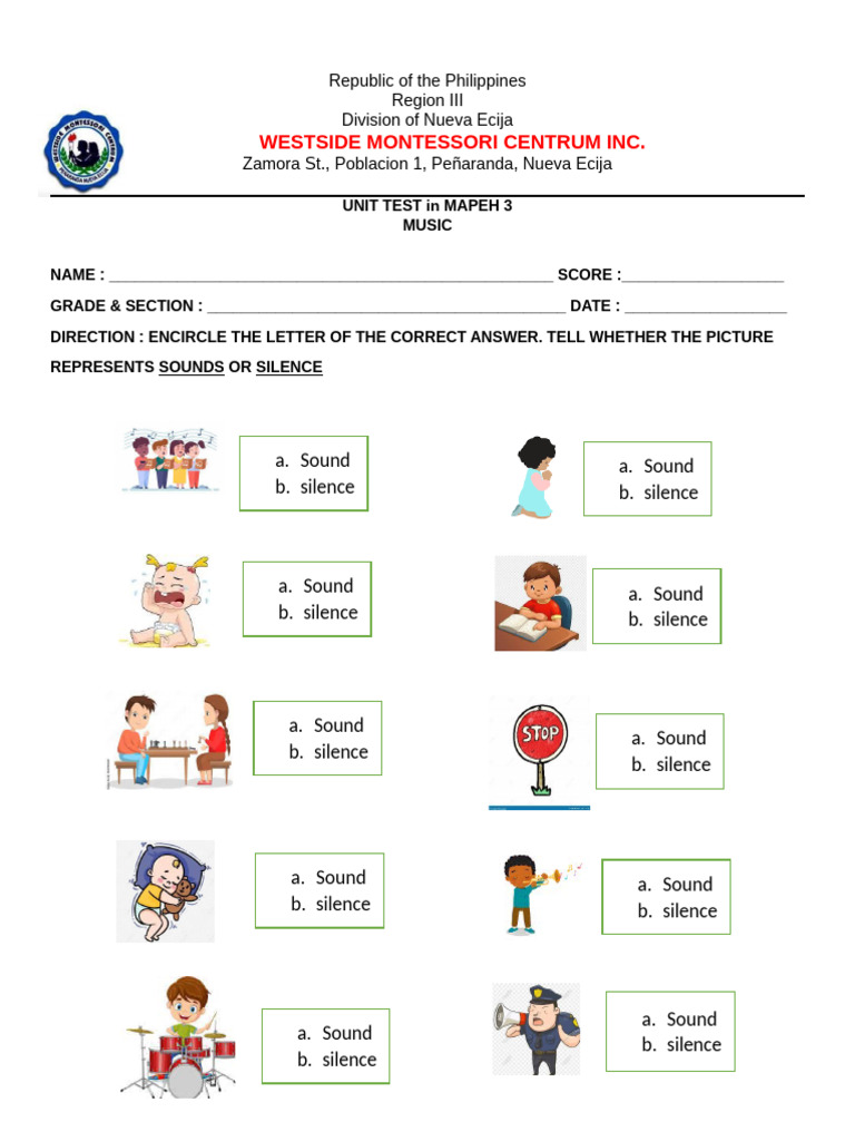 Grade 3 MAPEH Music Test | PDF
