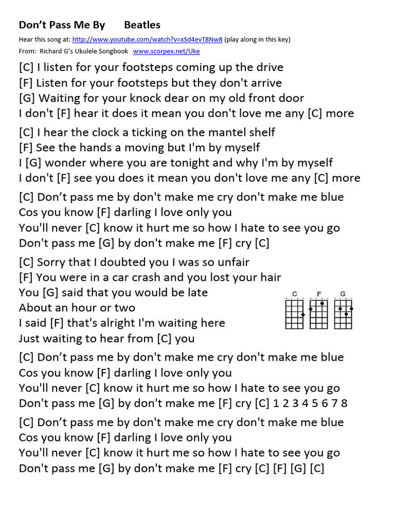 Don't Pass Me By Lyrics & Chords | PDF
