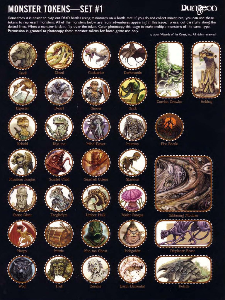 (D&D3.0) (ENG) Accessory - Monster Tokens (Dungeon Magazine) | PDF