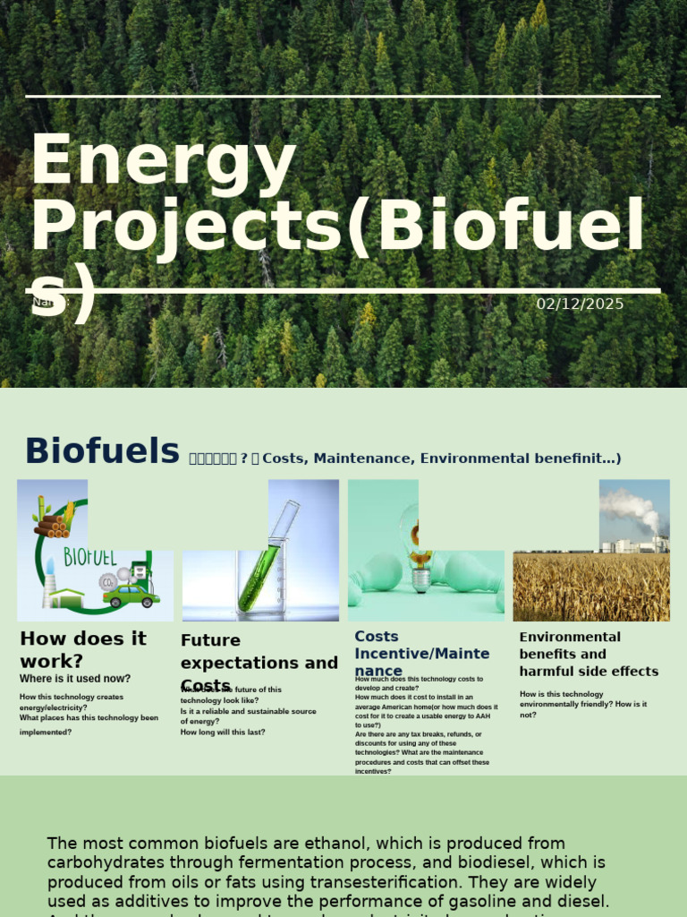 Energy Projects (Biofuels) | PDF | Biofuel | Ethanol Fuel