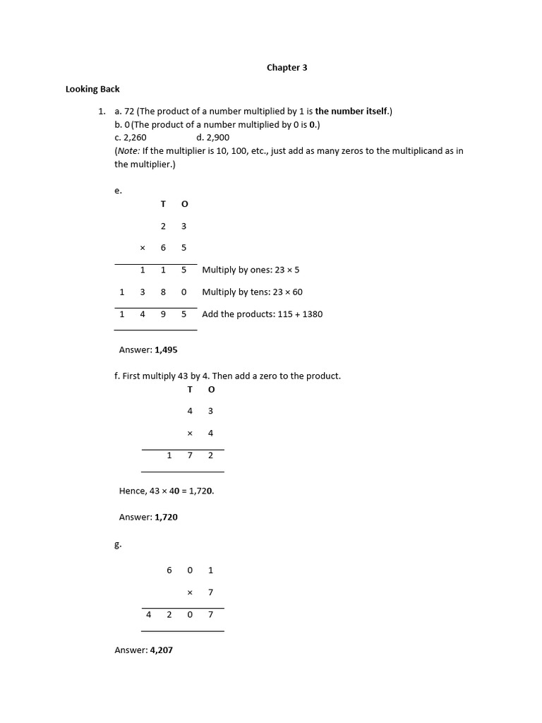 CH3 - Detailed-Solutions - PDF Class 4 | PDF | Multiplication