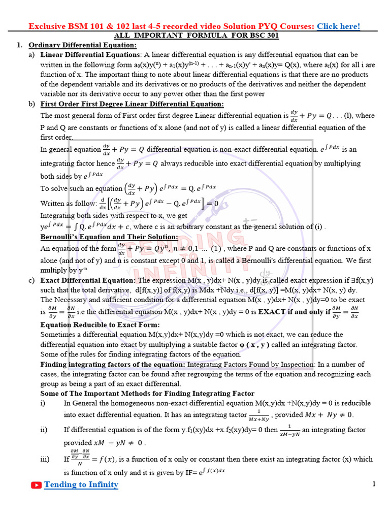 All Important Formula For BSC 301 | PDF | Vertex (Graph Theory) | Integral
